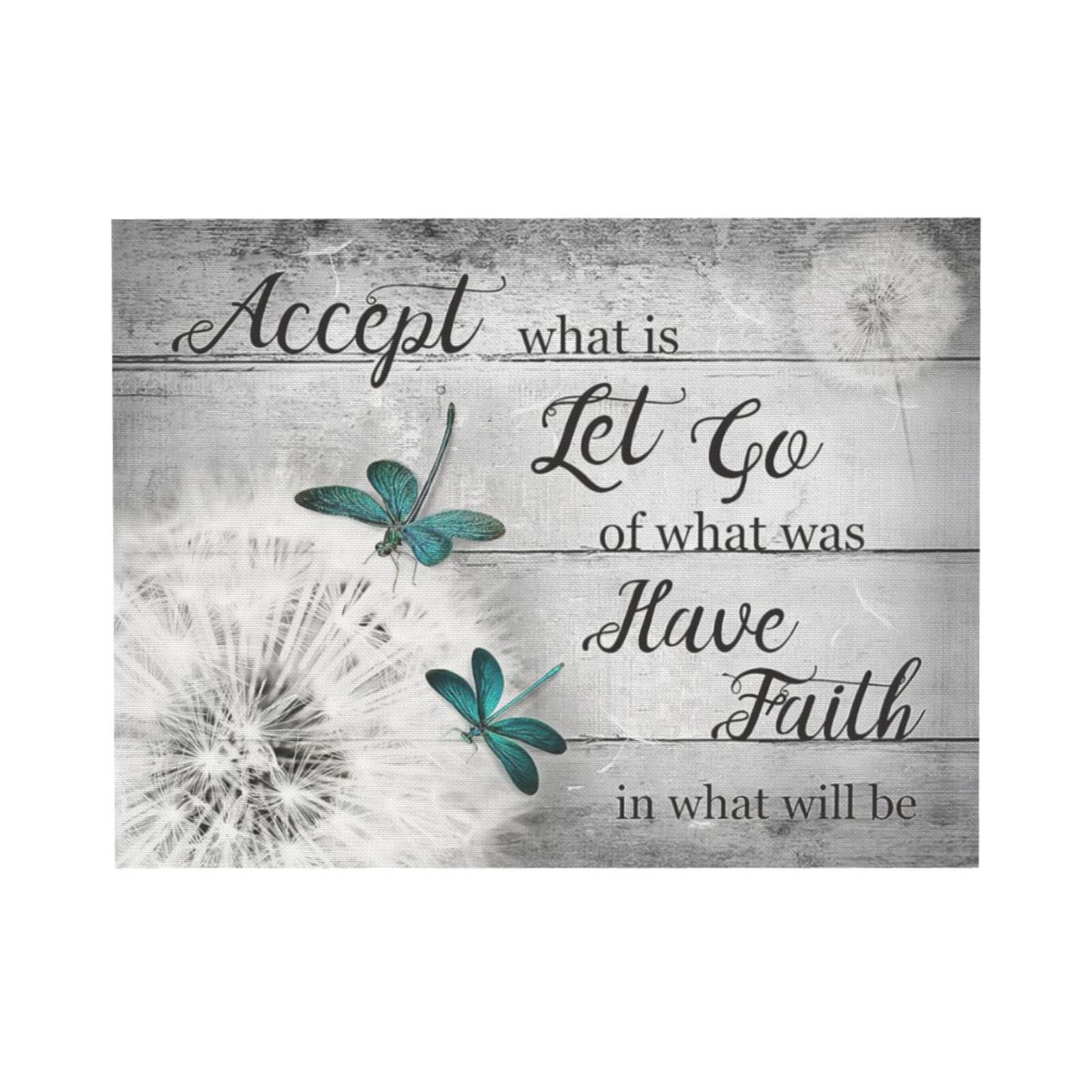 AIOE "Accept, Let Go, Have Faith" Inspirational Dandelion & Dragonfly ...