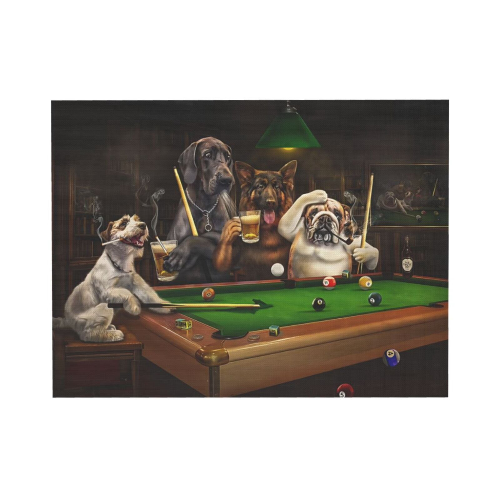 AIOE Bring Life to Your Walls: Pool Hall Hounds Dogs Playing Billiards ...