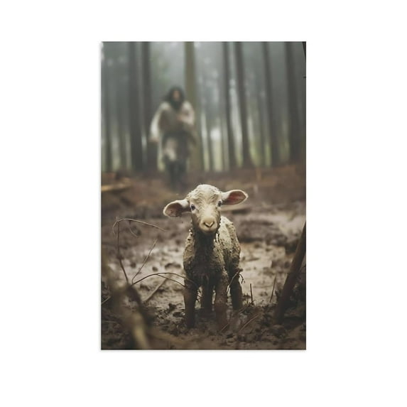 AIOE Christian Wall Art Jesus Chasing Lost Lamb Canvas Print ...