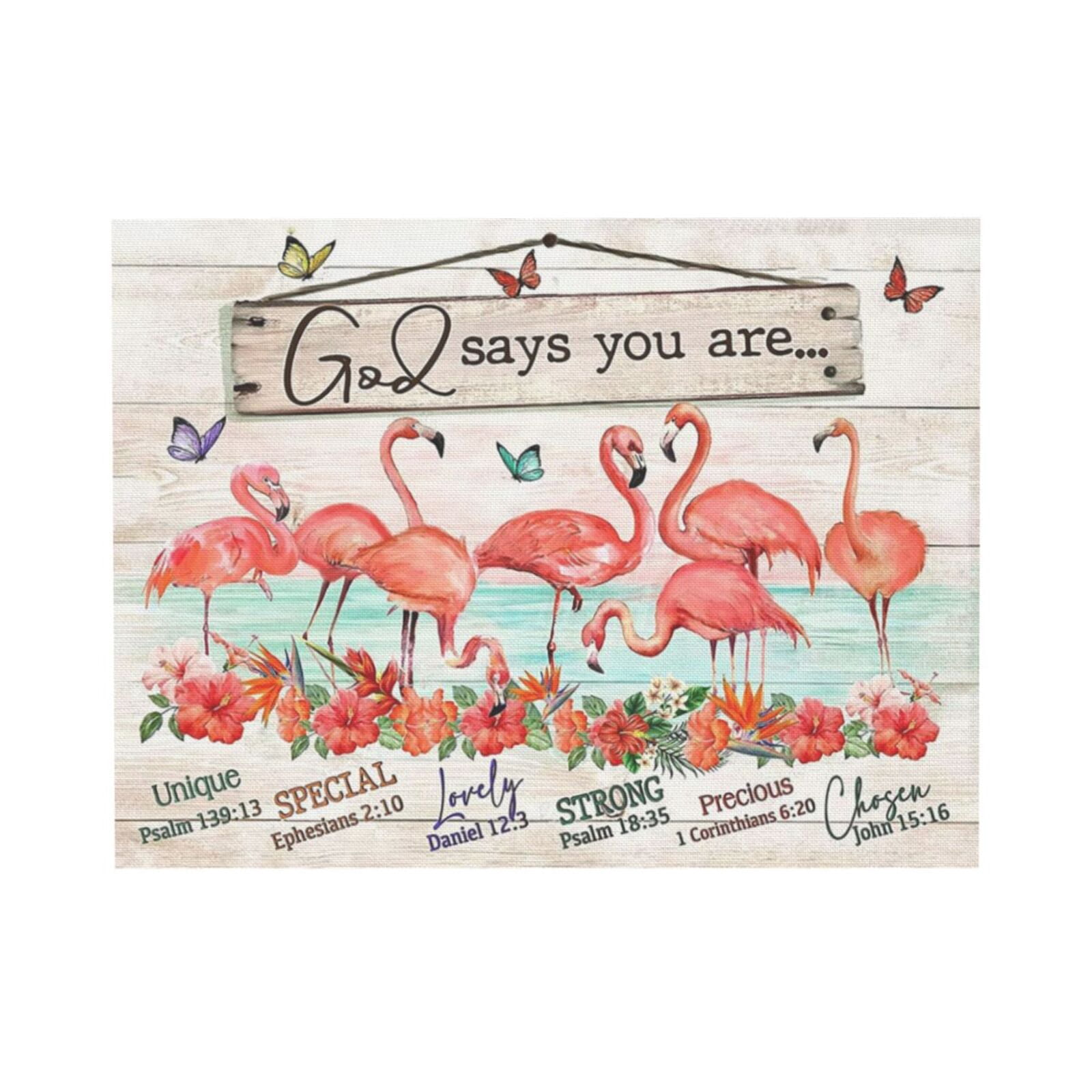 AIOE "God Says You Are" Flamingo Tropical Christian Affirmation Wall ...