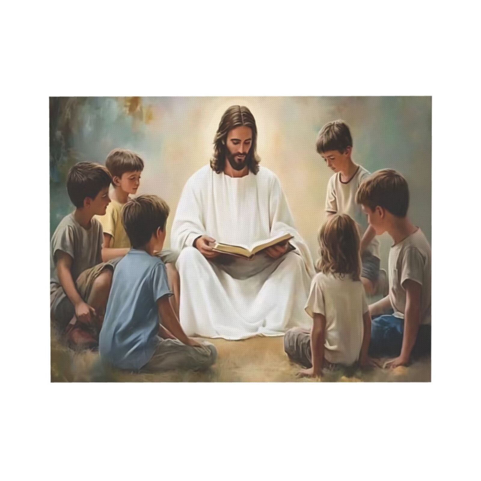 AIOE "Jesus Teaches the Children" Christian Devotional Wall Art – Warm ...