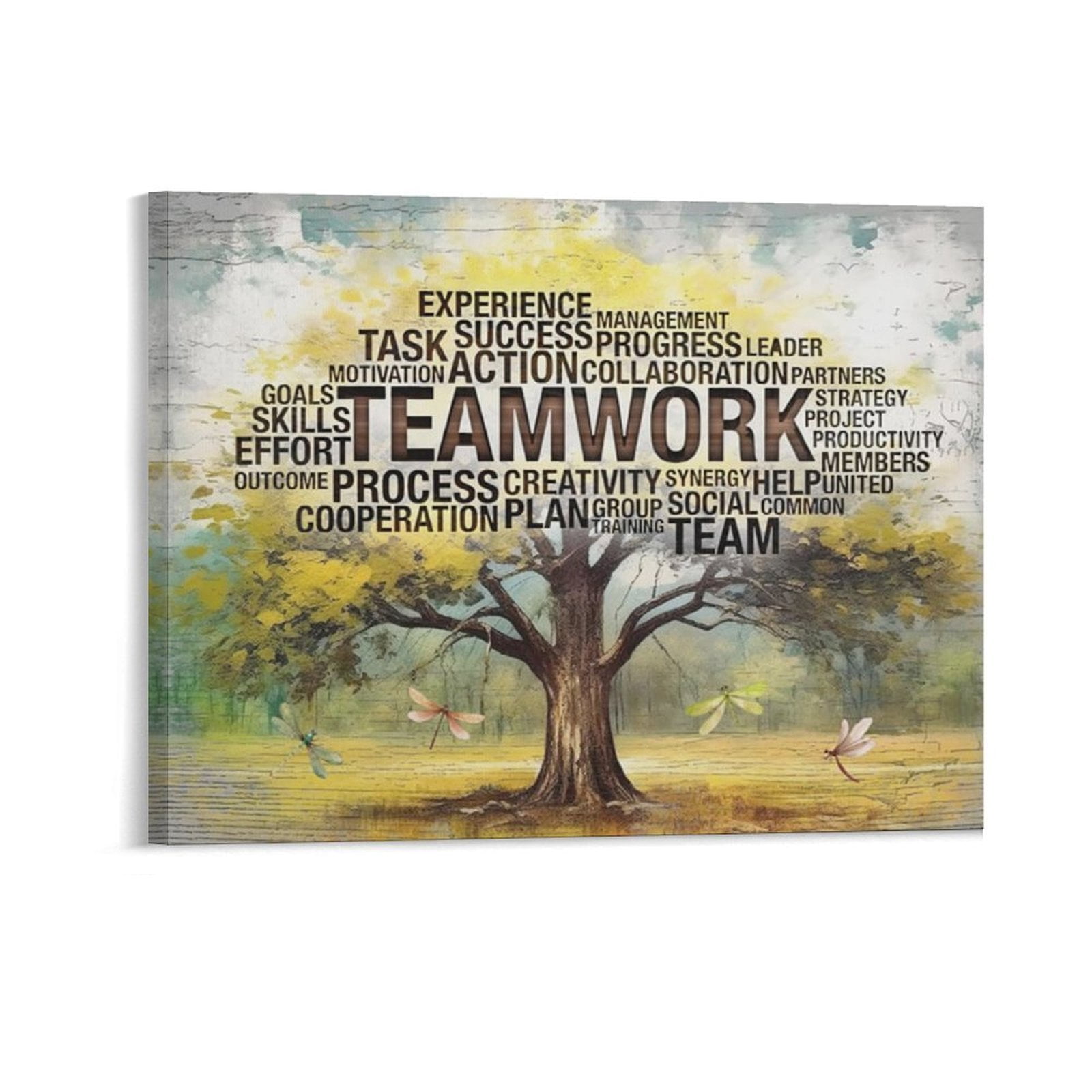 AIOE "Teamwork Word Tree" Rustic Office Inspirational Wall Art ...