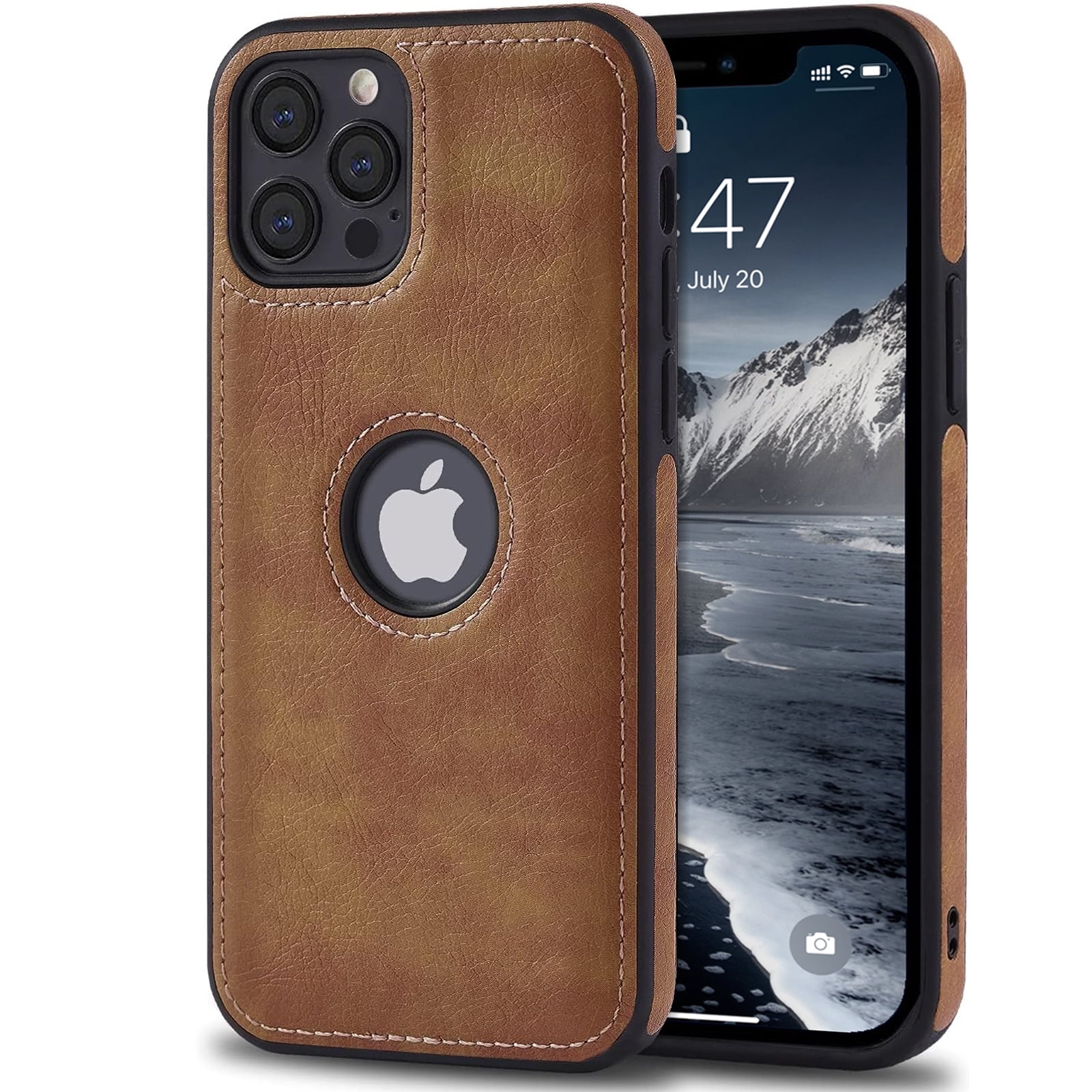 AIOVETEAB Premium PU Leather Hybrid Back Cover Case for iPhone 12 ...