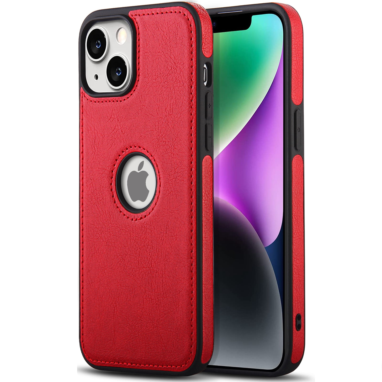 AIOVETEAB Compatible with iPhone 14 Case Premium Leather TPU Hybrid ...