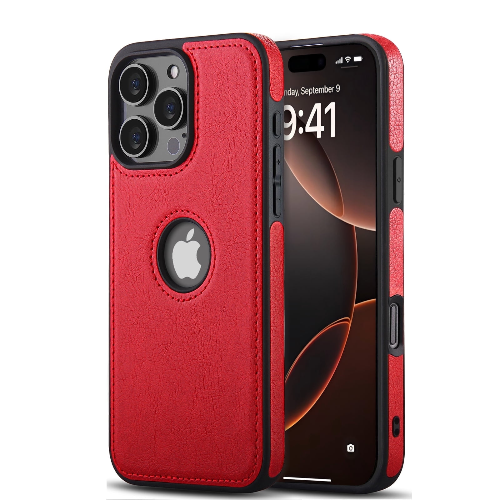 AIOVETEAB Compatible with iPhone 16 Pro Case Premium Leather TPU Hybrid ...