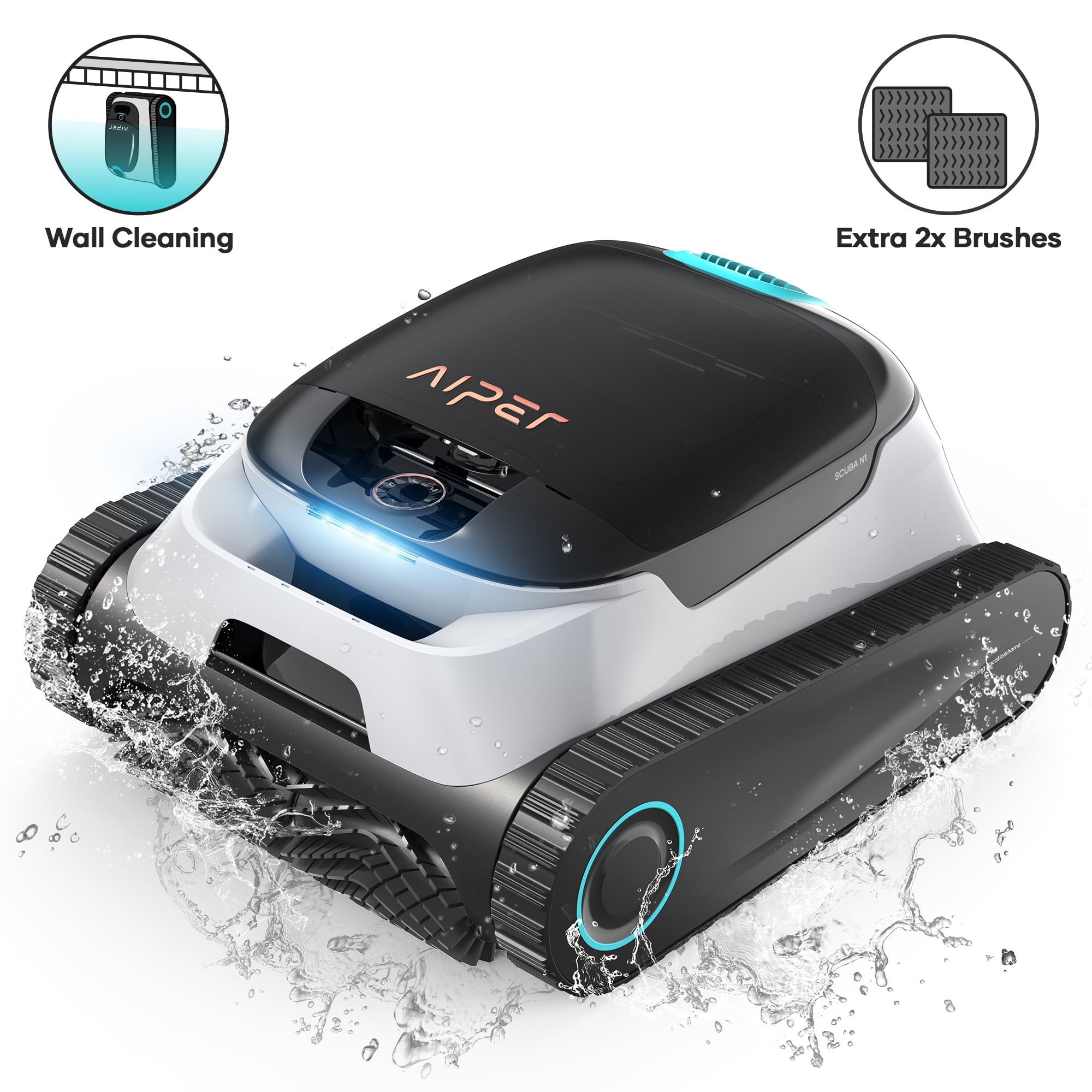 AIPER Scuba N1 Cordless Robotic Pool Cleaner, Automatic Self-Cleaning ...
