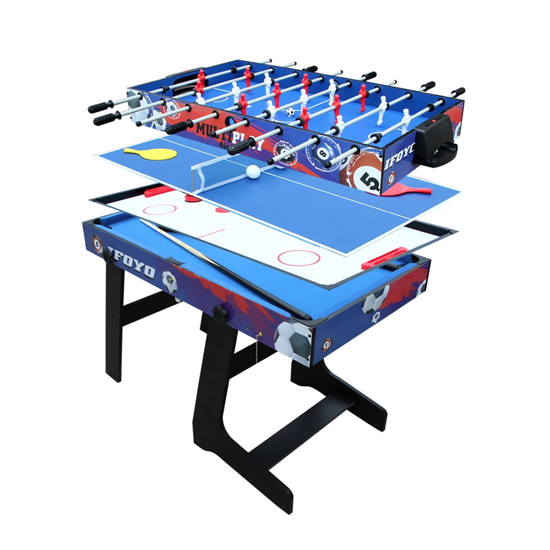 AIPINQI 4ft Family Tabletop Game Table, 4-in-1 Foosball, Hockey ...