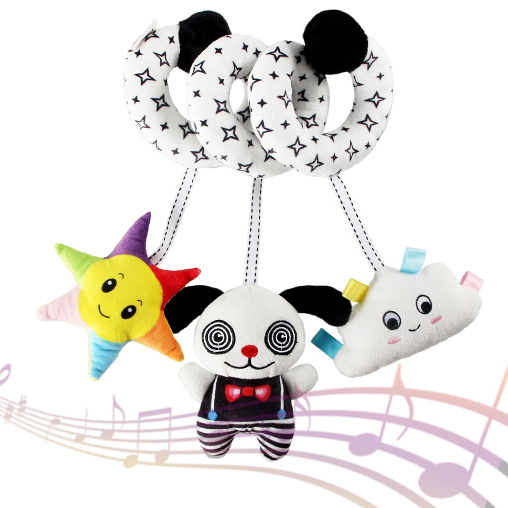AIPINQI Baby Car Seat Toy, Black and White Plush Spiral Hanging Rattle ...