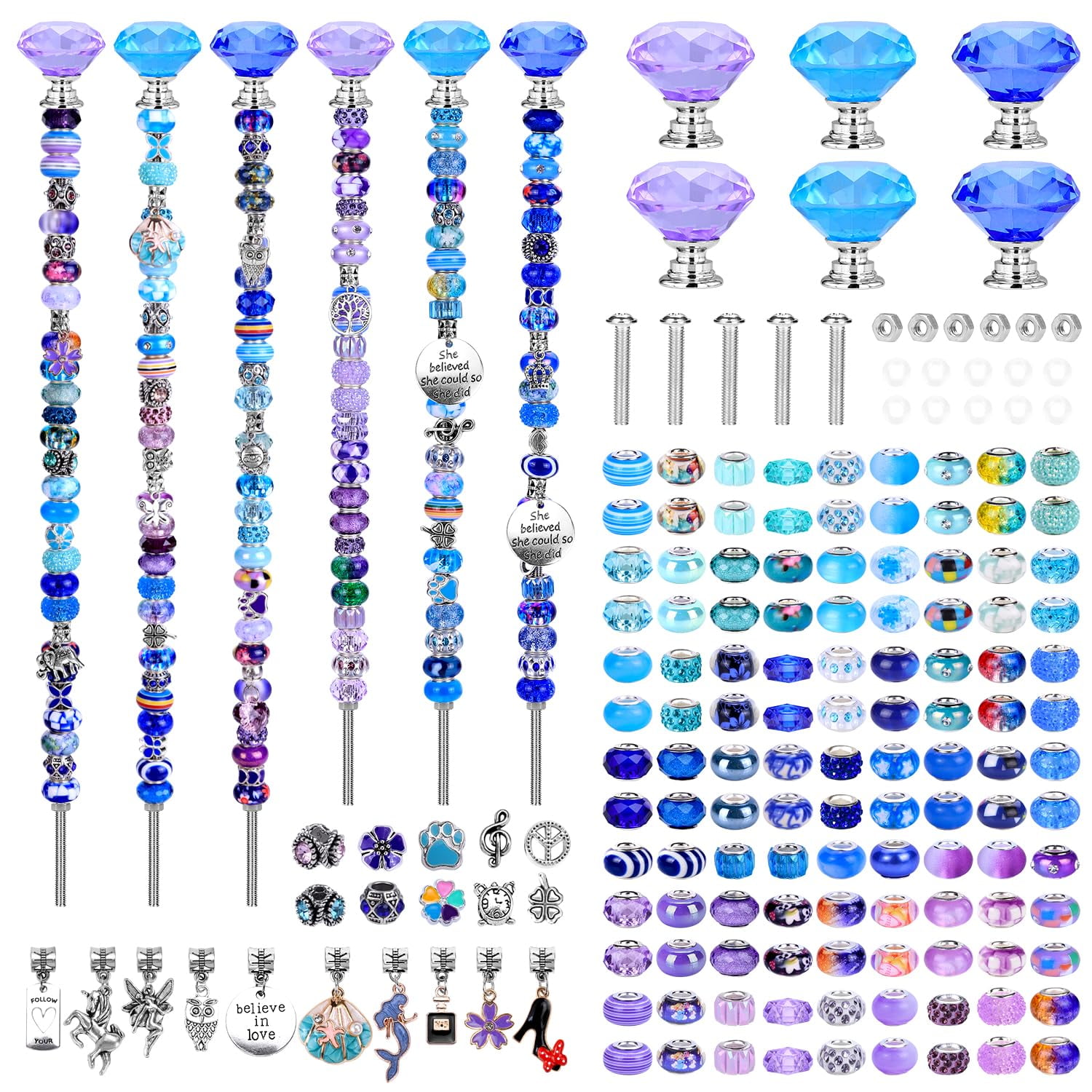 AIPRIDY 275 Pcs DIY Fairy Wand Garden Stakes Kit,Multiple Color Scheme ...