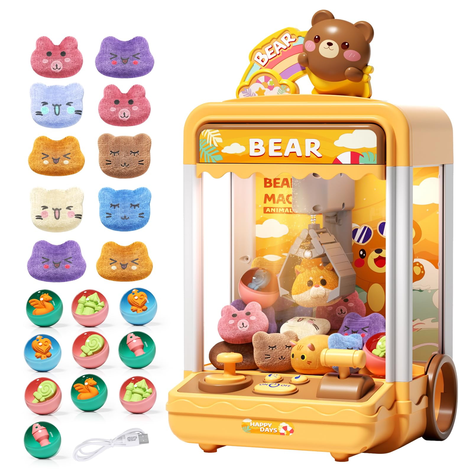 AIQI Bear Kids Claw Machine, Mini Candy Vending Prize Dispenser Toys ...