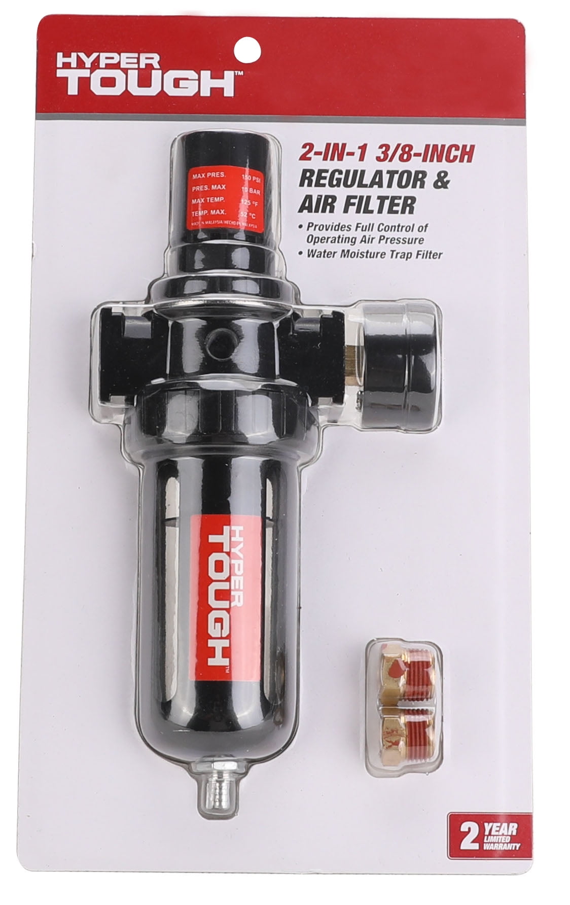 Hyper Tough HT38AFR 2-in-1 3/8-inch Zinc Alloy Air Filter and Regulator ...