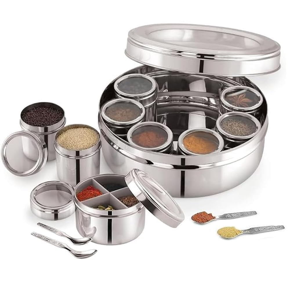AIRA Stainless Steel 12 in 1 Airtight Masala BoxOrganiserMasala Dani ...