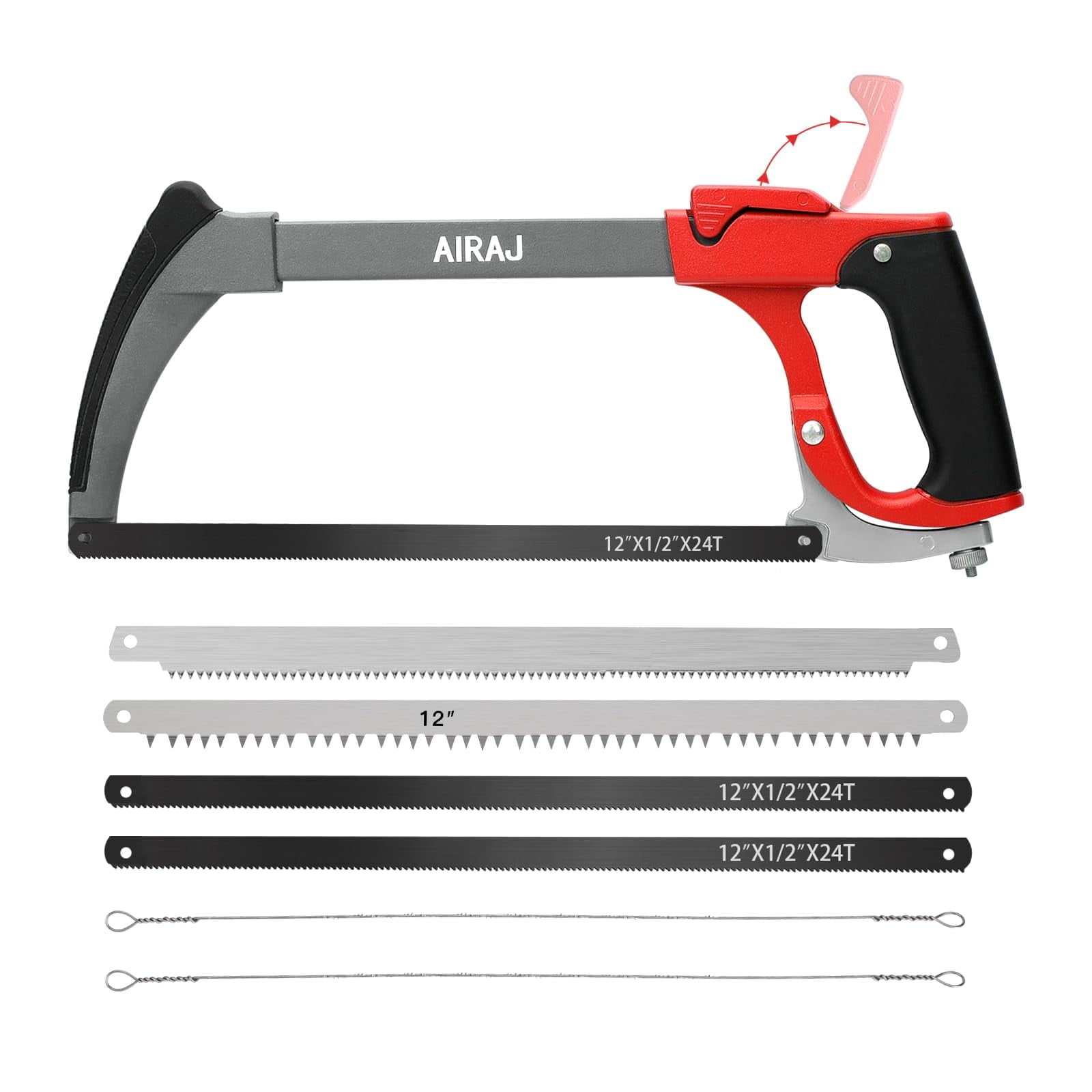 AIRAJ 12 inch Adjustable Hacksaw Frame Set with 7 Blades - Walmart.com