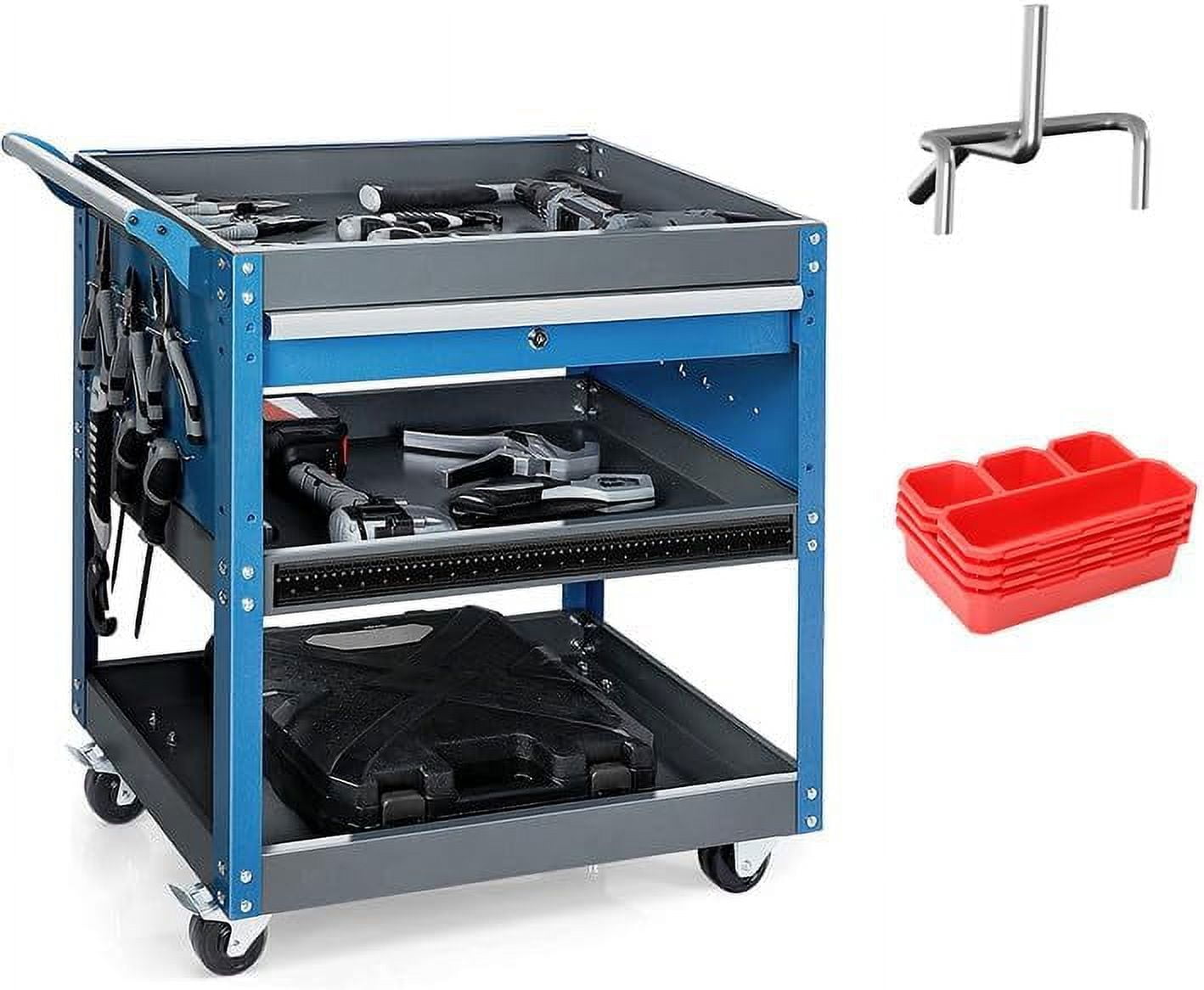 AIRAJ 3-Tier Tool Trolley with 8 Compartments for Storage of Tools ...