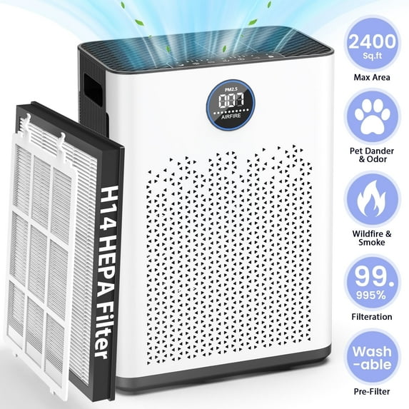 AIRFIRE HEPA Air Purifier for Allergies and Asthma, 2400 Sq.ft ...