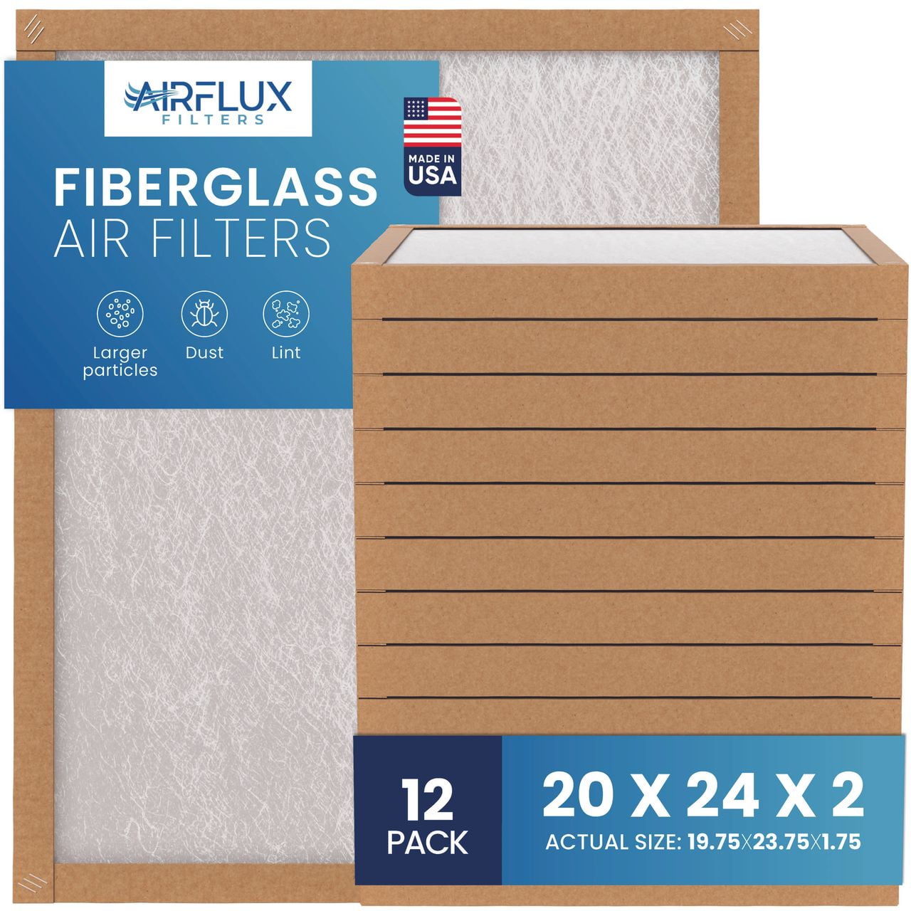 AIRFLUX Fiberglass Air Filter - 20x24x2 Air Filter 12 Pack - Non ...
