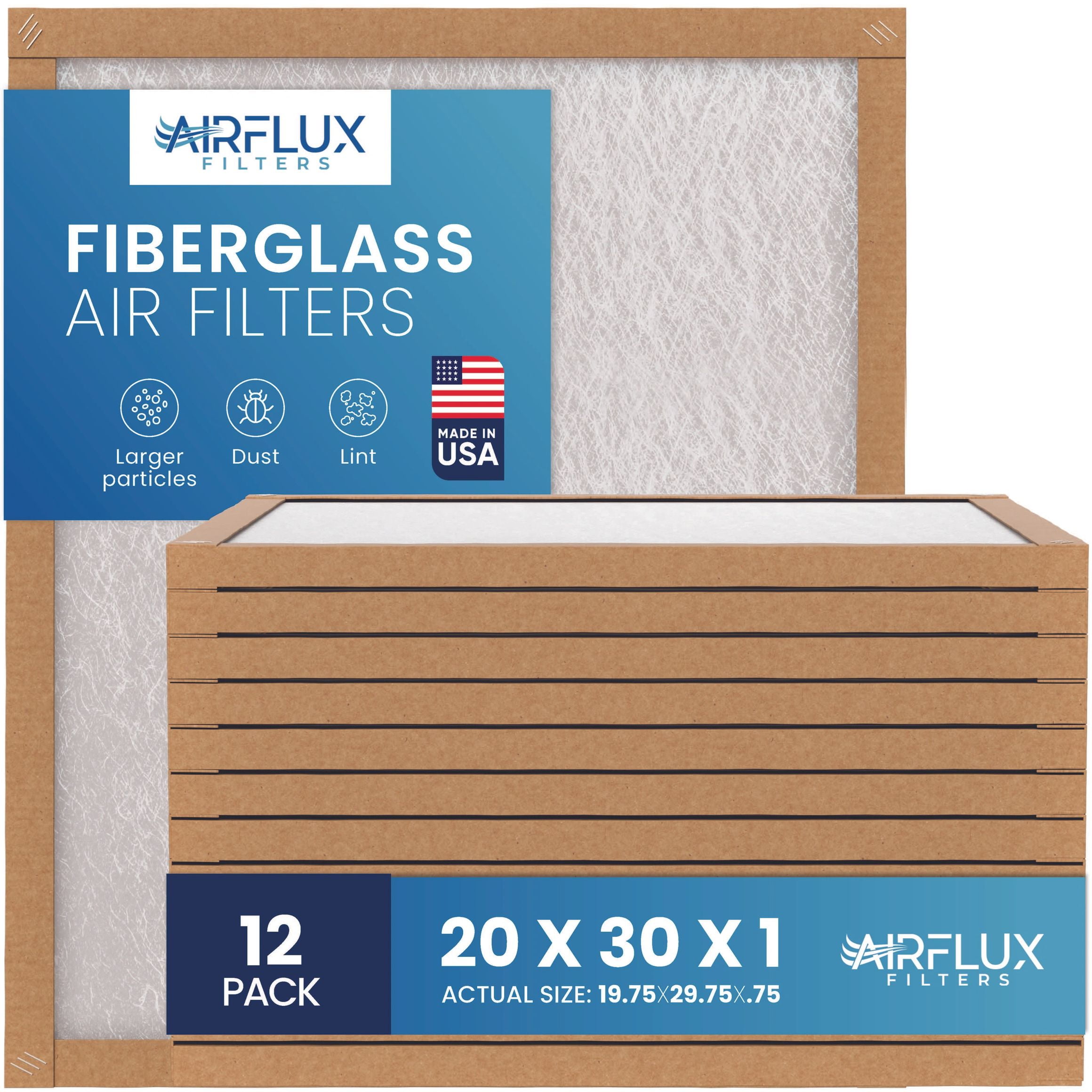 AIRFLUX Fiberglass Air Filter - 20x30x1 Air Filter 12 Pack - Non ...