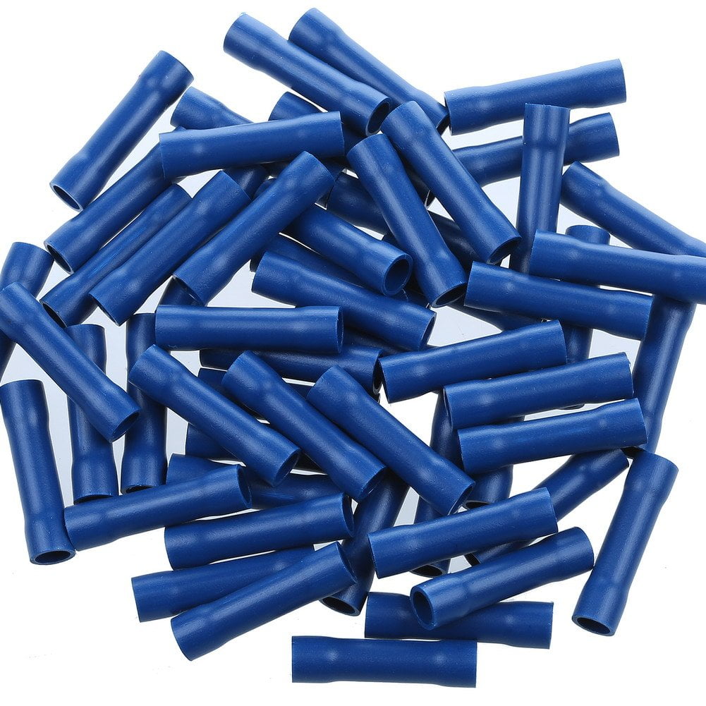 AIRIC Blue Butt Connectors Crimp 100pcs 16-14AWG Butt Connector Fully ...
