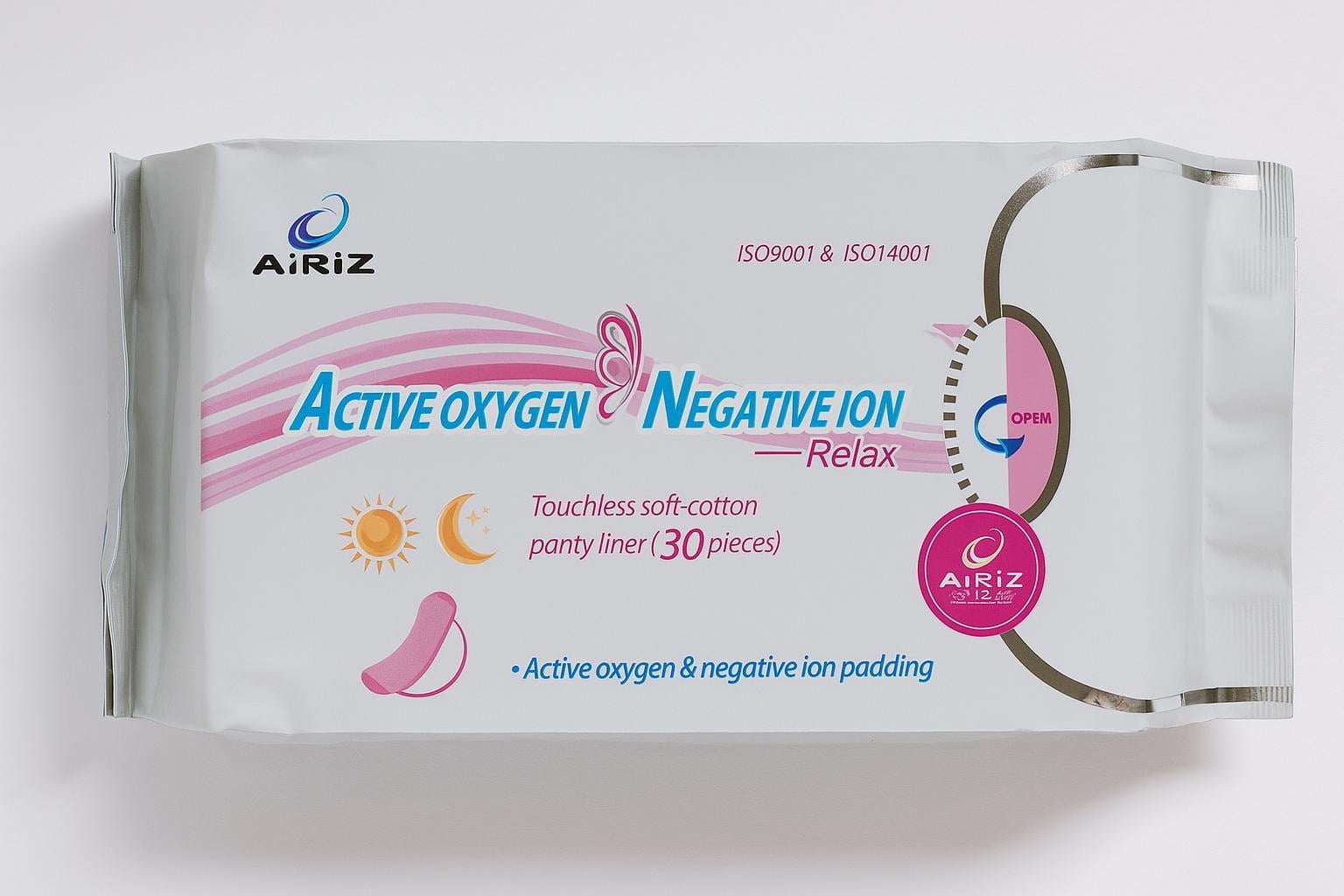 AIRIZ Active Oxygen & Negative Ion Panty Liners – 30 Pieces – Soft ...