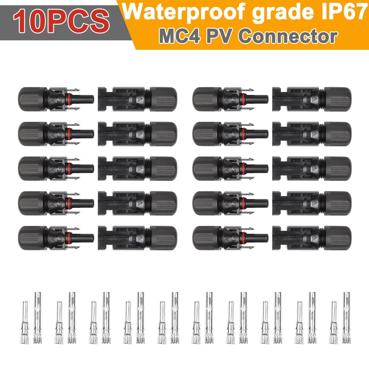 AIRKOUL 10 Pairs Male Female Wire Cable Connector Set Solar Panel ...