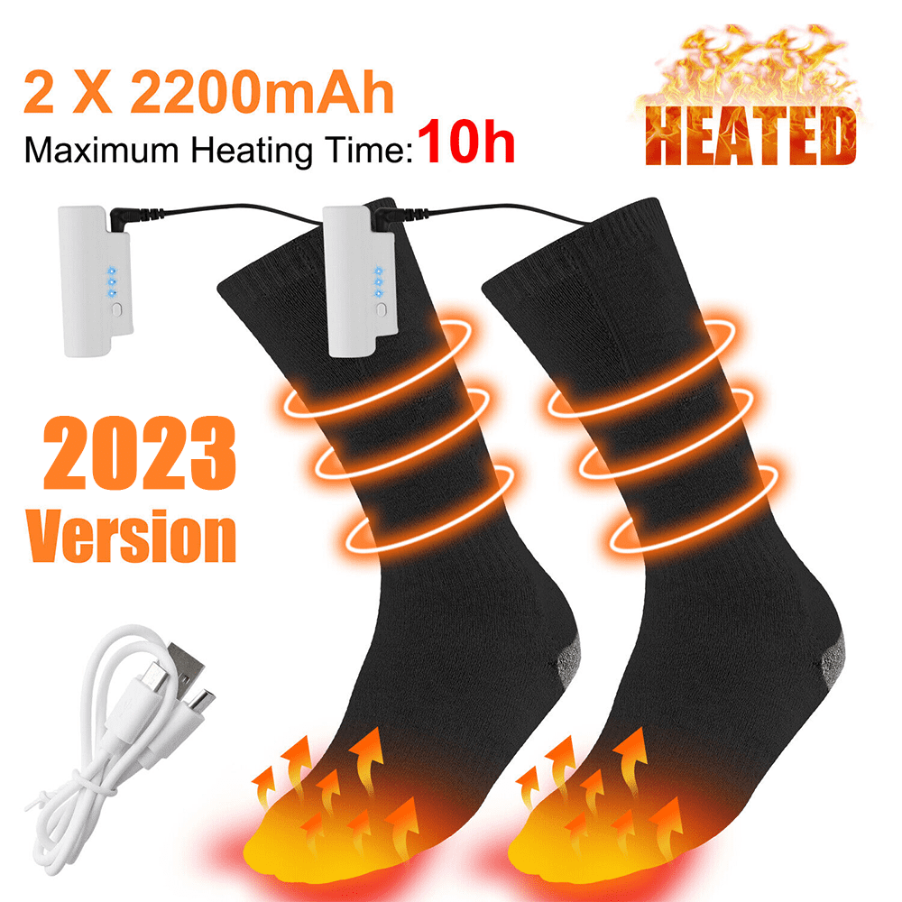 AIRKOUL One Pair Electric Heated Socks Rechargeable Battery Winter Men ...