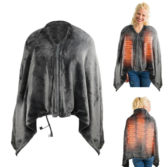 AIRKOUL Cozy Soft Warming USB Heated Blanket | Electric Heating Poncho ...