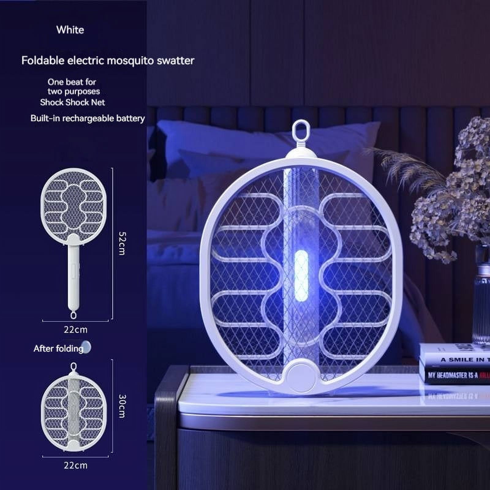 AIRMB Indoor Rechargeable Foldable Mosquito Zapper Racket, White ...