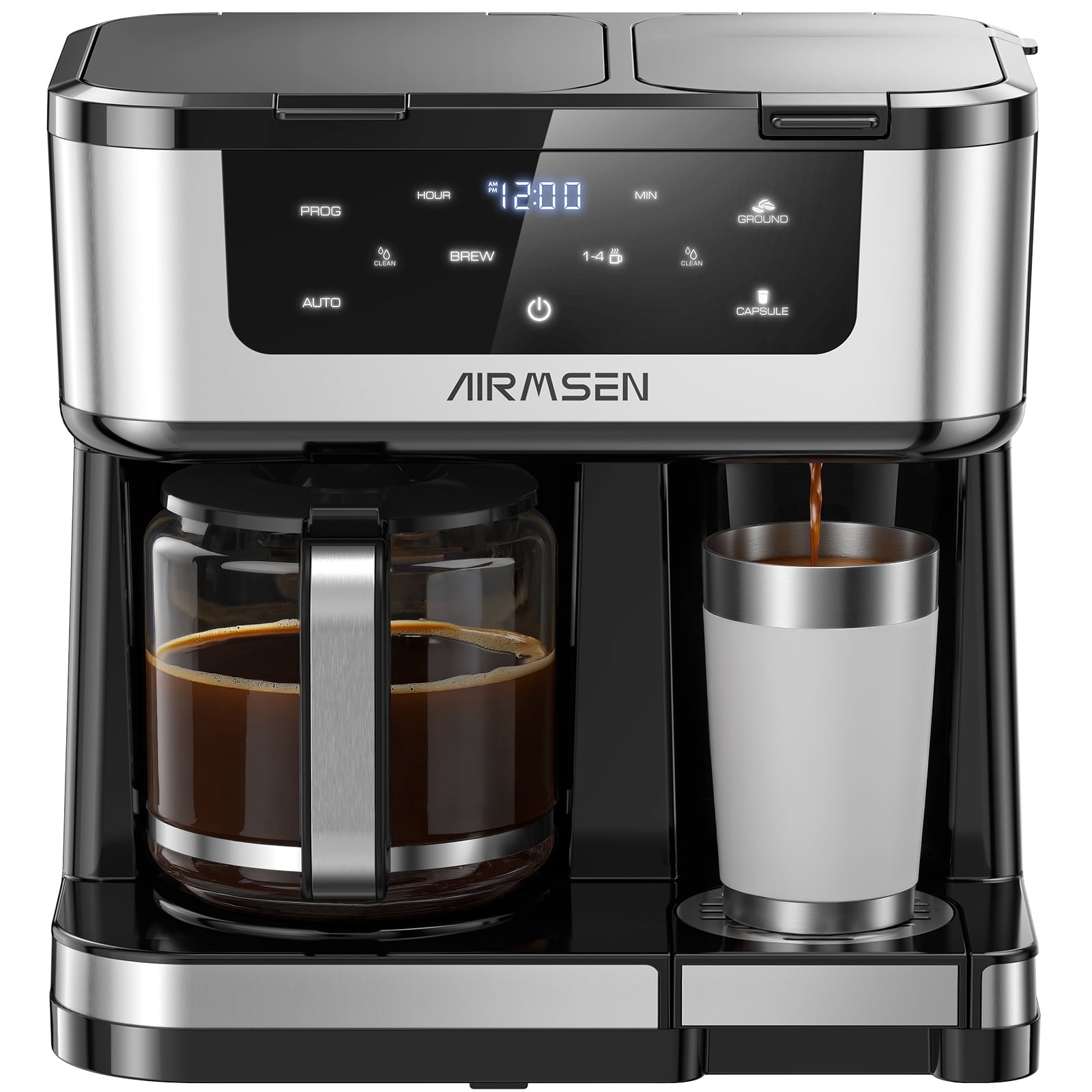 AIRMSEN 12-Cup Drip Coffee Maker with K Cup Combo, Programmable Coffee ...
