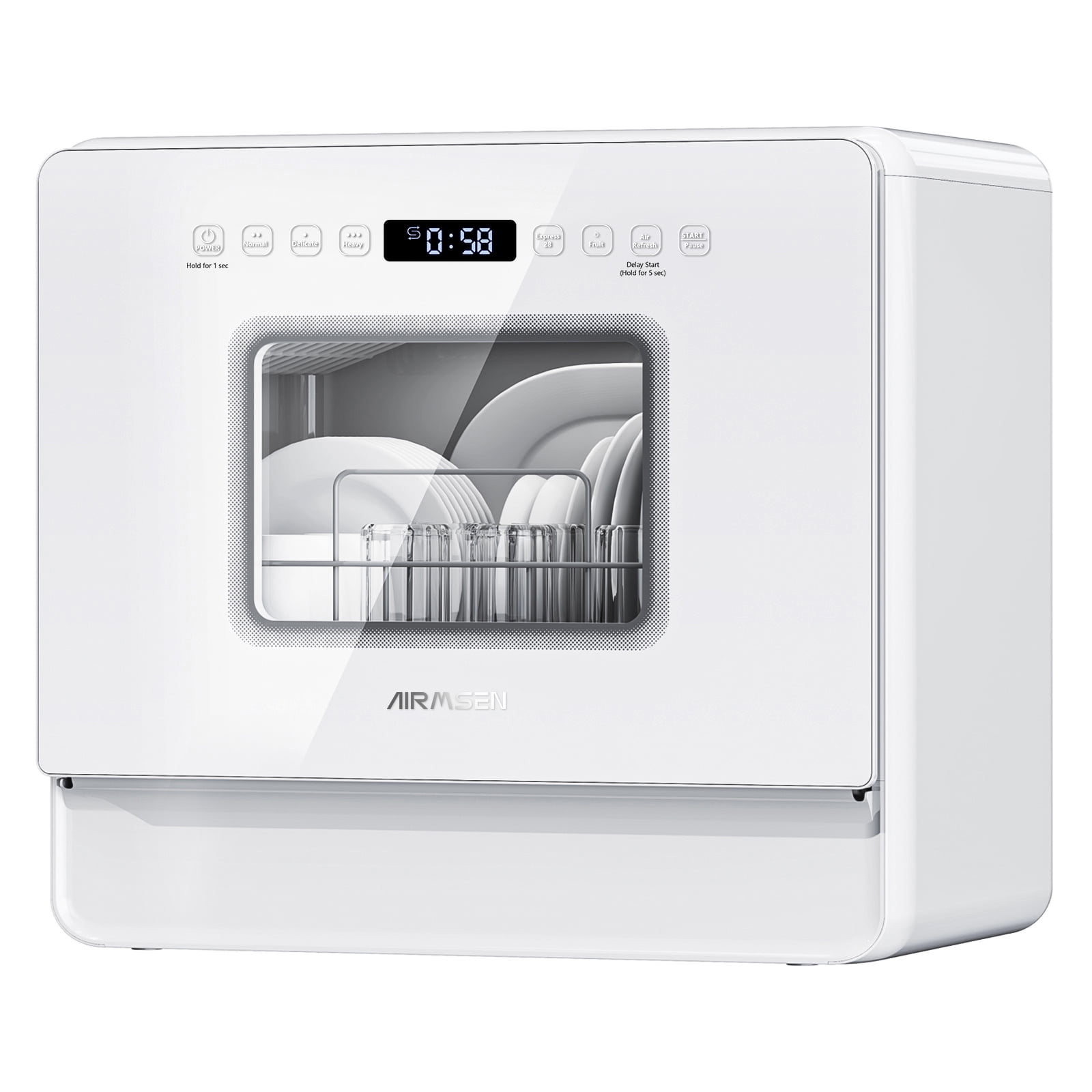 AIRMSEN 5-Place Settings Portable Countertop Dishwasher with 5L Built ...