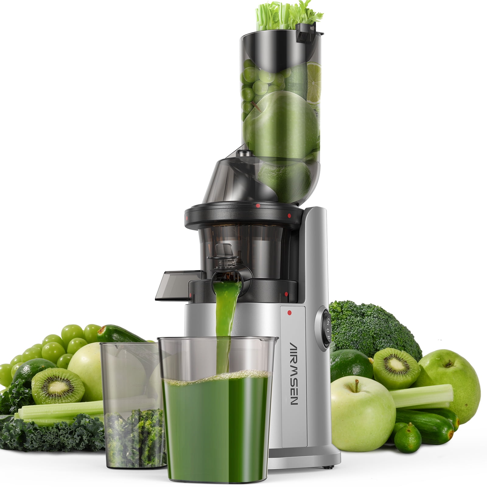 Cold Press Juicer Machines, AIRMSEN Slow Masticating Juicer with 3.22 ...