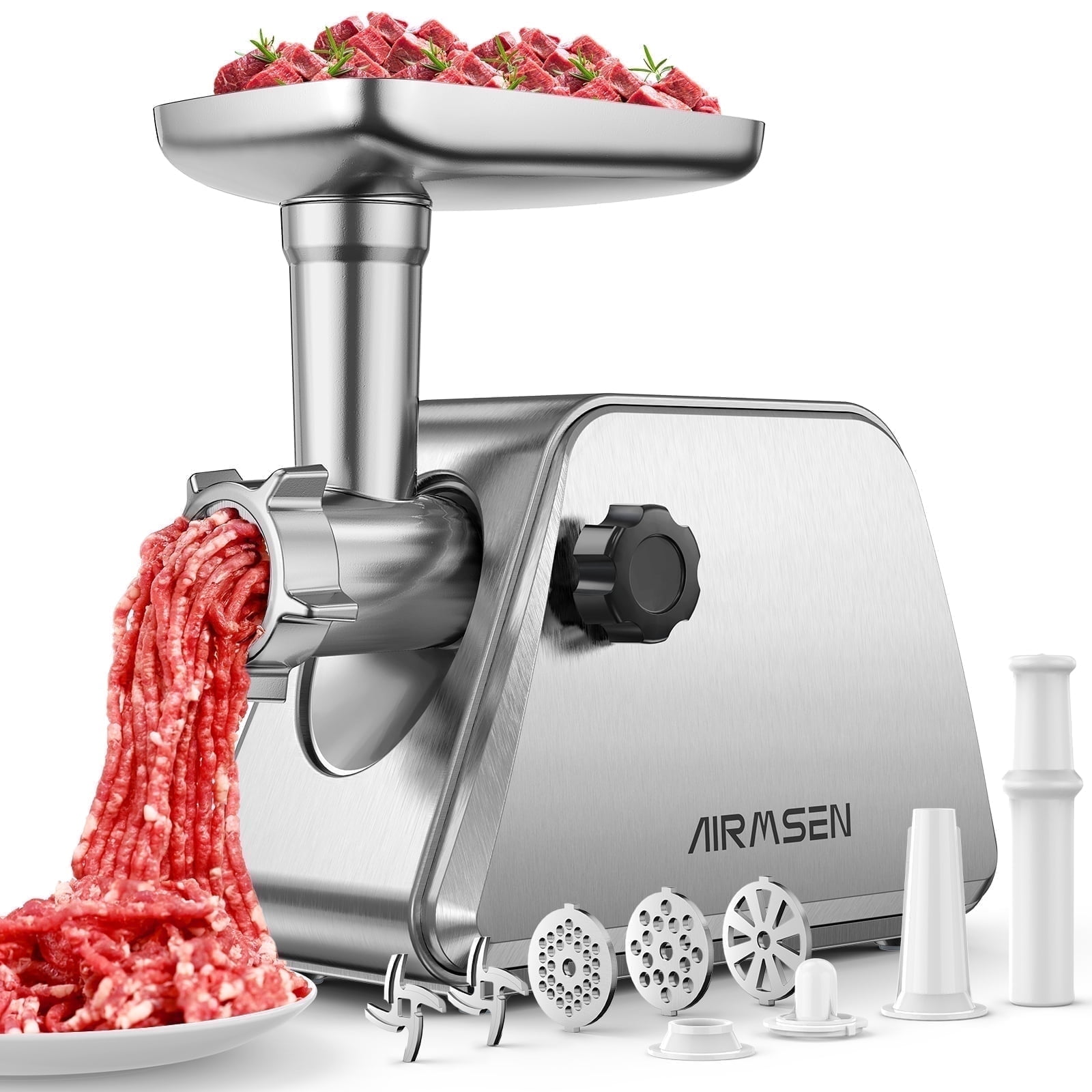 AIRMSEN Meat Grinding Machine, Stainless Steel 3 in 1 Meat Grinder ...