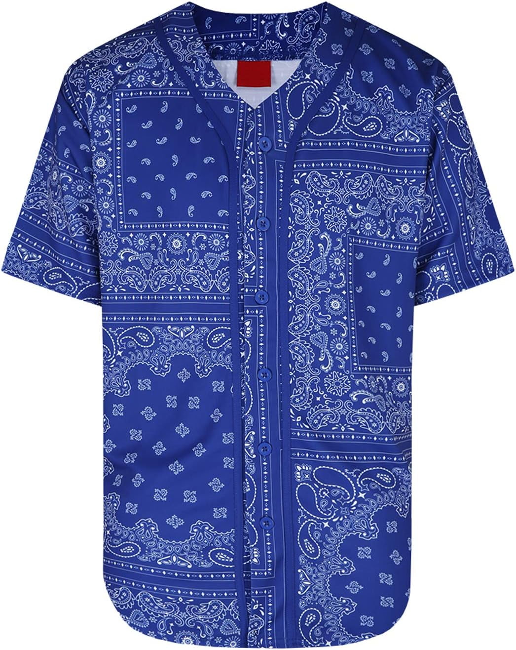 AIRNINE Men's Bandana Print Baseball Jersey Button Down Shirts (S to ...