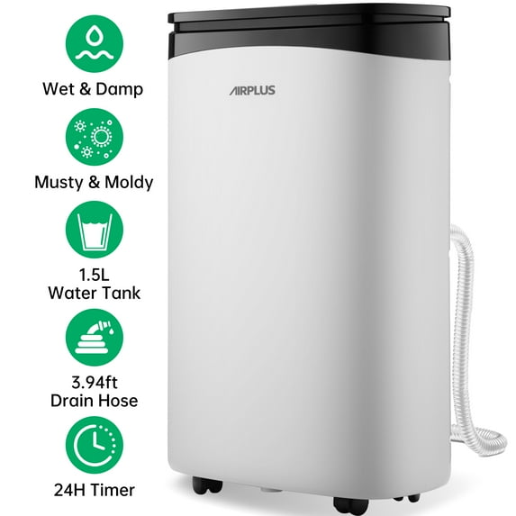 AIRPLUS Ultra Quiet 30 Pint Dehumidifier for Home & Basement, 2000 Sq ...