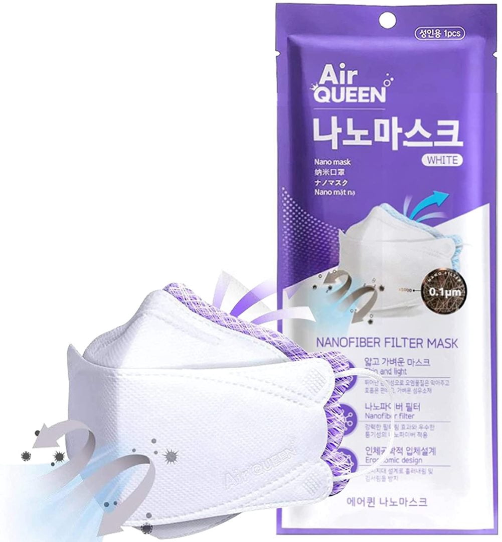 AIRQUEEN 3-Layer Nano-Filter Face Mask for Adults, 50 Pack White ...
