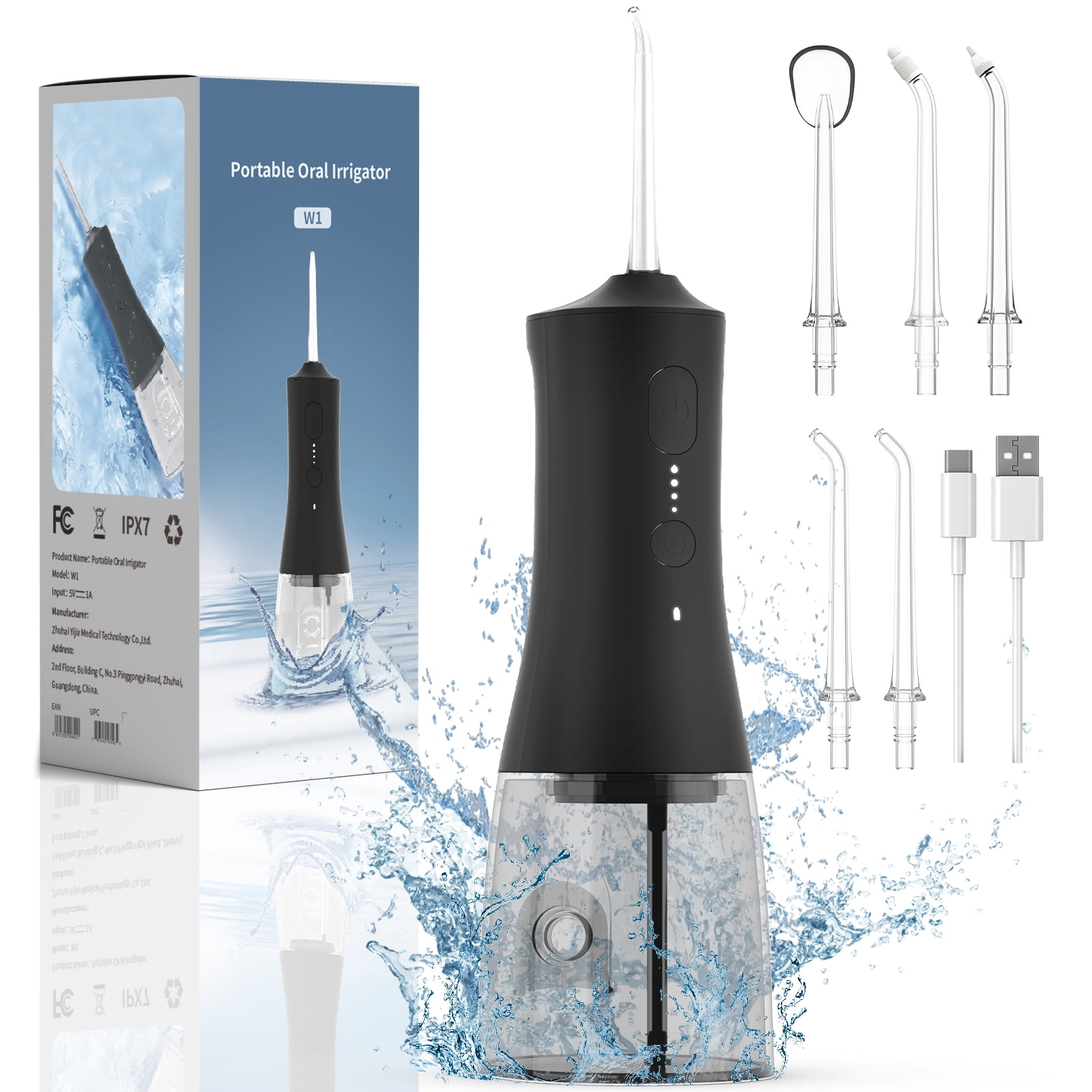 AIRROBO Cordless Water Flosser, 4 Modes, 6 Jet Tips, 265ML, IPX7 ...