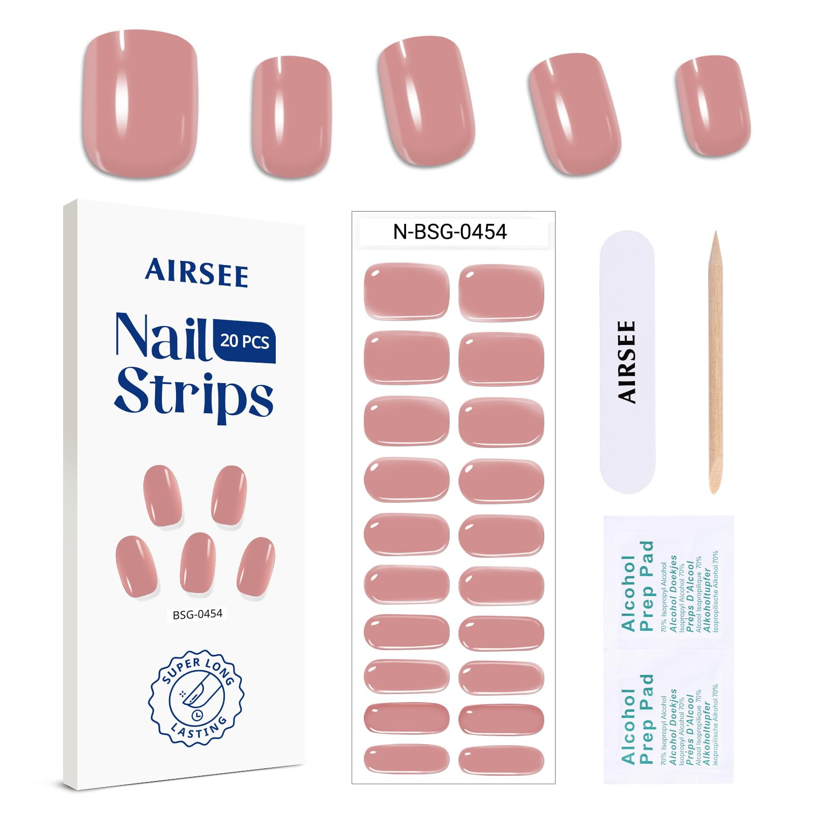 AIRSEE Semi Cured Gel Nail Strips Kit(Neutral Charm)-Works with Any UV ...