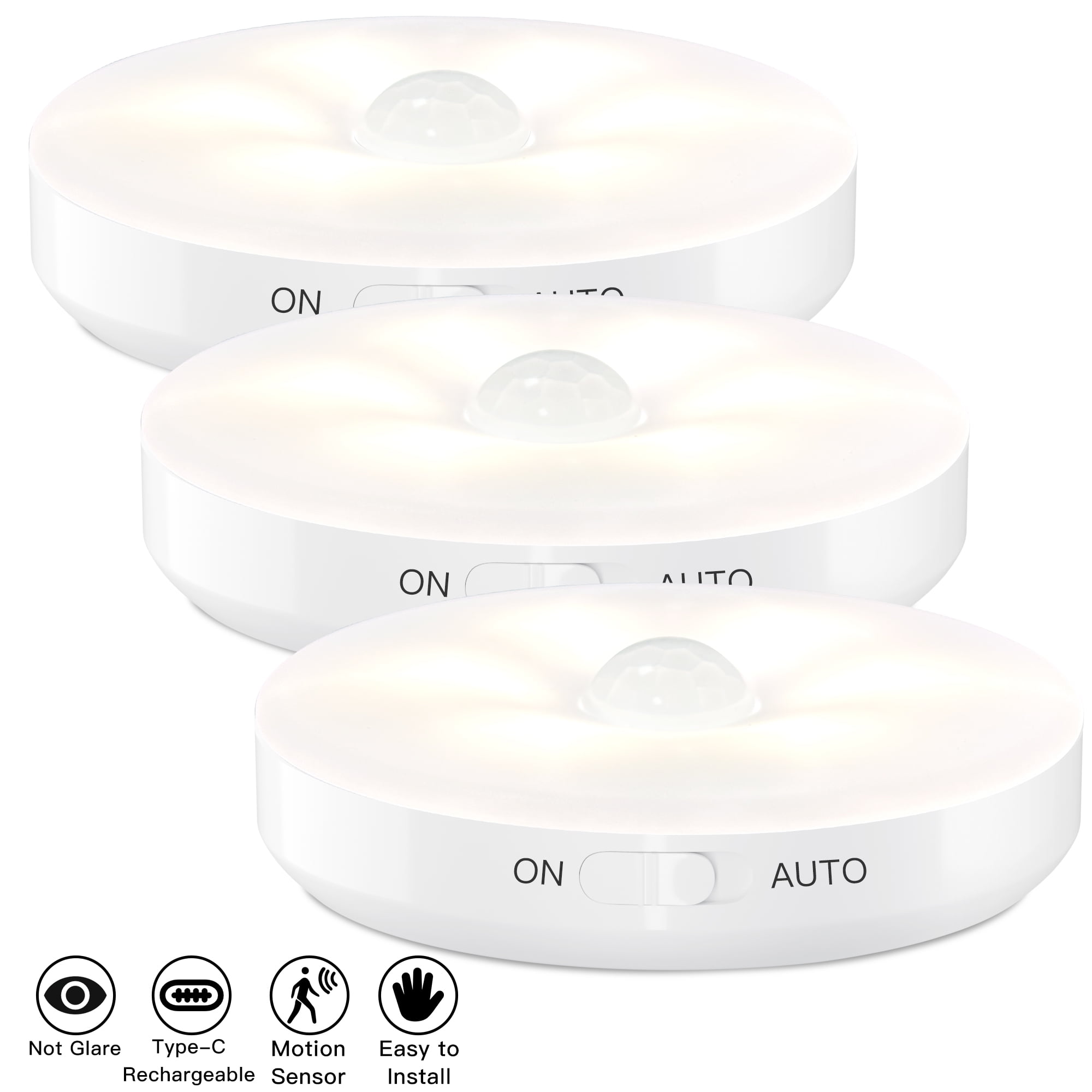 AIRTOK 60 Lumen Motion Sensor LED Under Cabinet Lights, 6000K (3 Count ...