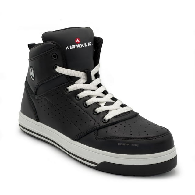 AIRWALK SAFETY Mens Arena Mid Composite Toe Work Shoe Black/White ...