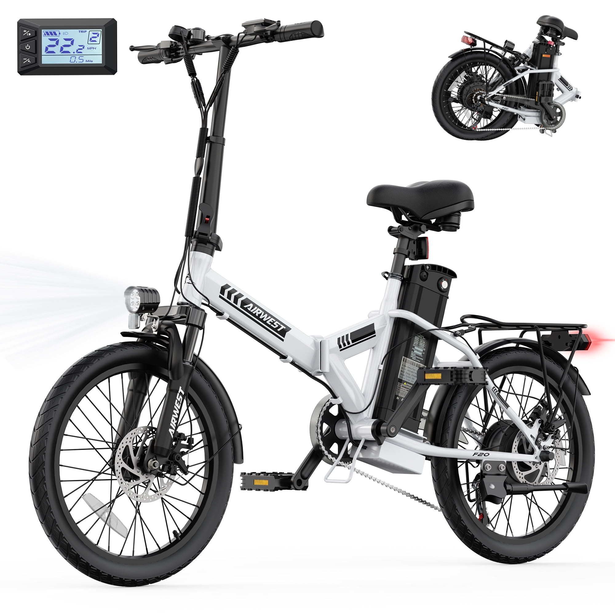 AIRWEST 20" Folding Electric Bike for Adults, Peak 750W Motor, 48V 7 ...