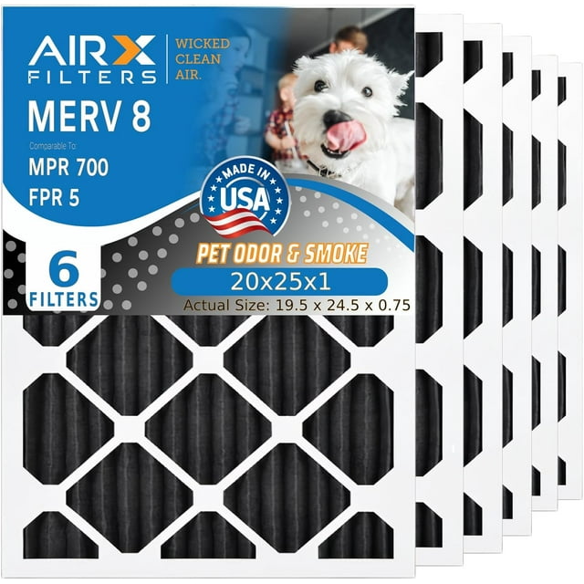 AIRX FILTERS WICKED CLEAN AIR. 20x25x1 Air Filter Odor Eliminator Carbon Filter MERV 8 AC HVAC ...