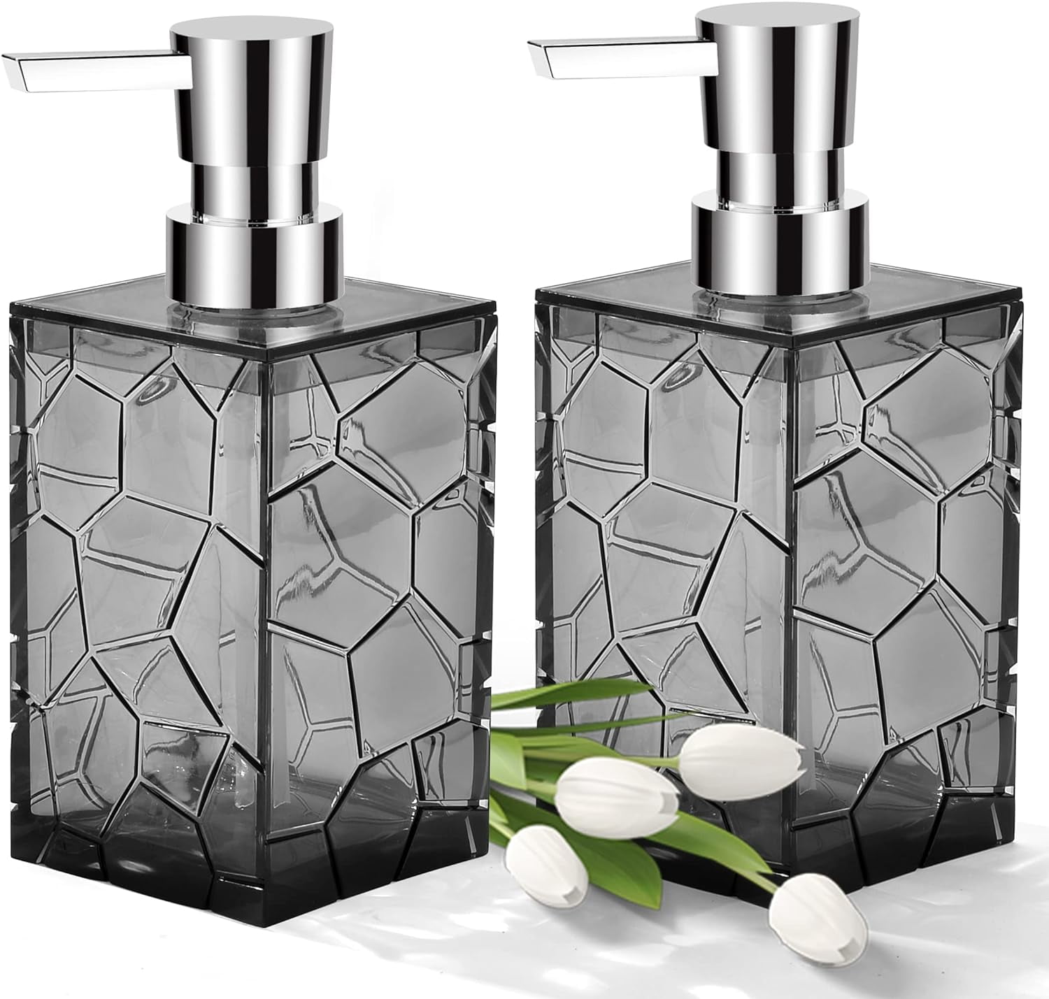 AISAMEFE 2PcsPump Bottle Dispenser, 10oz/320ml Refillable Acrylic Empty ...