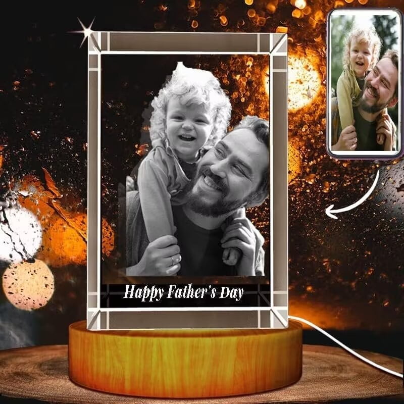 AISENIN 3D Crystal Photo Customized with Light, 3D Picture in Crystal ...