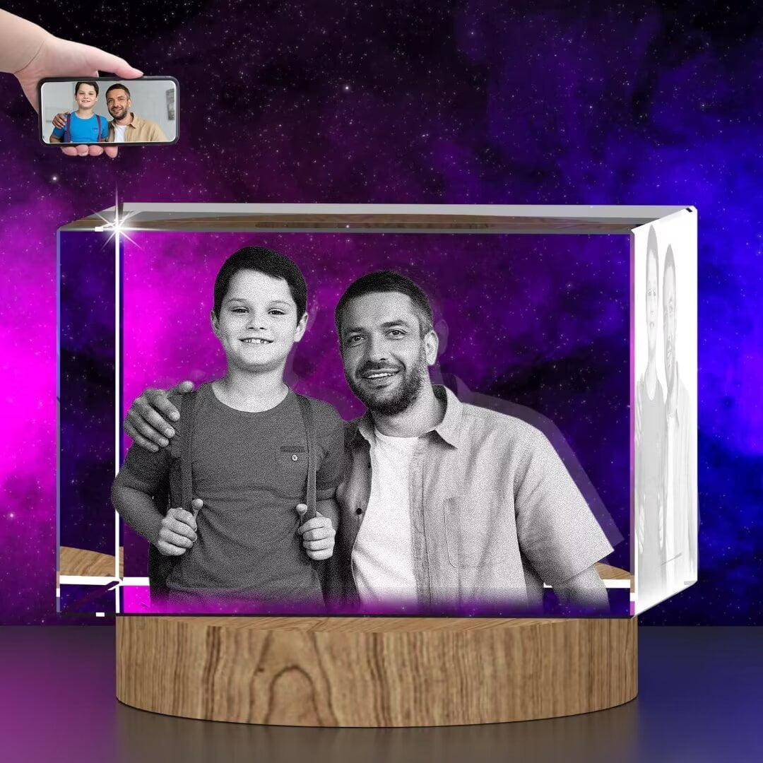 AISENIN 3D Crystal Photo Father's Day Gifts for Men Dad Personalized 3D ...