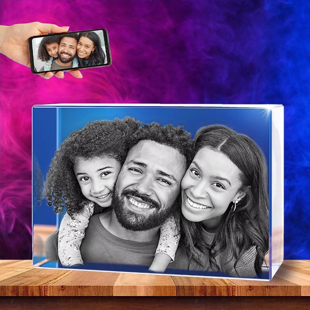 AISENIN 3D Customized Picture Engraved Crystal Photo Custom Engraved ...