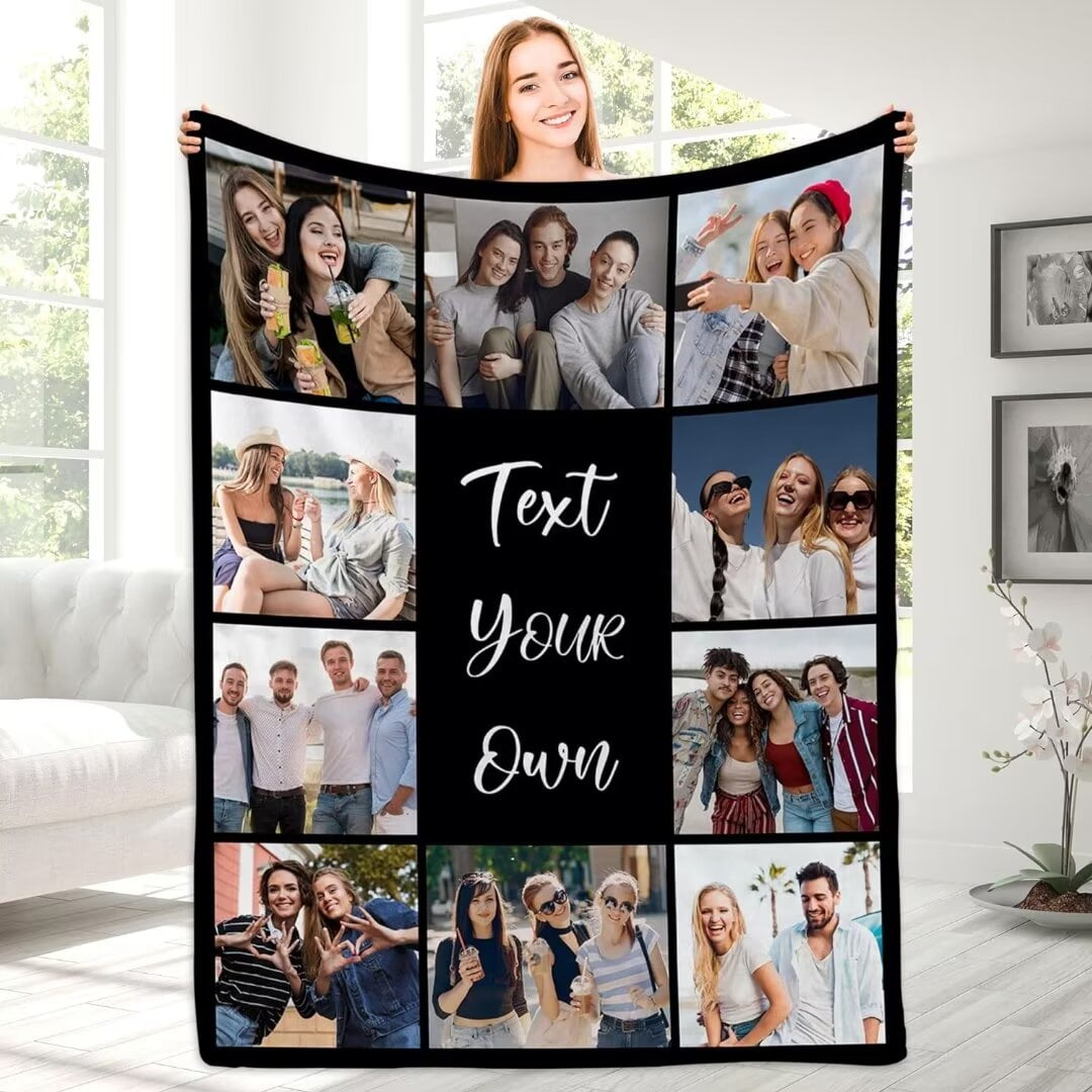 AISENIN Custom 10 Photos Blankets Picture Blanket Custom Photo Blankets ...