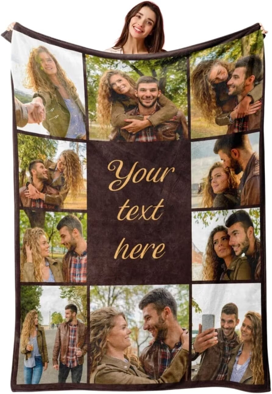 AISENIN Custom Blanket with 10 Pictures Blankets Customized for ...