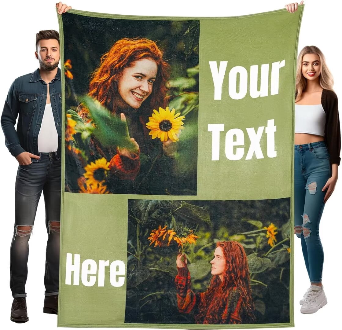 AISENIN Custom Blanket Custom Blanket with Picture and Text ...