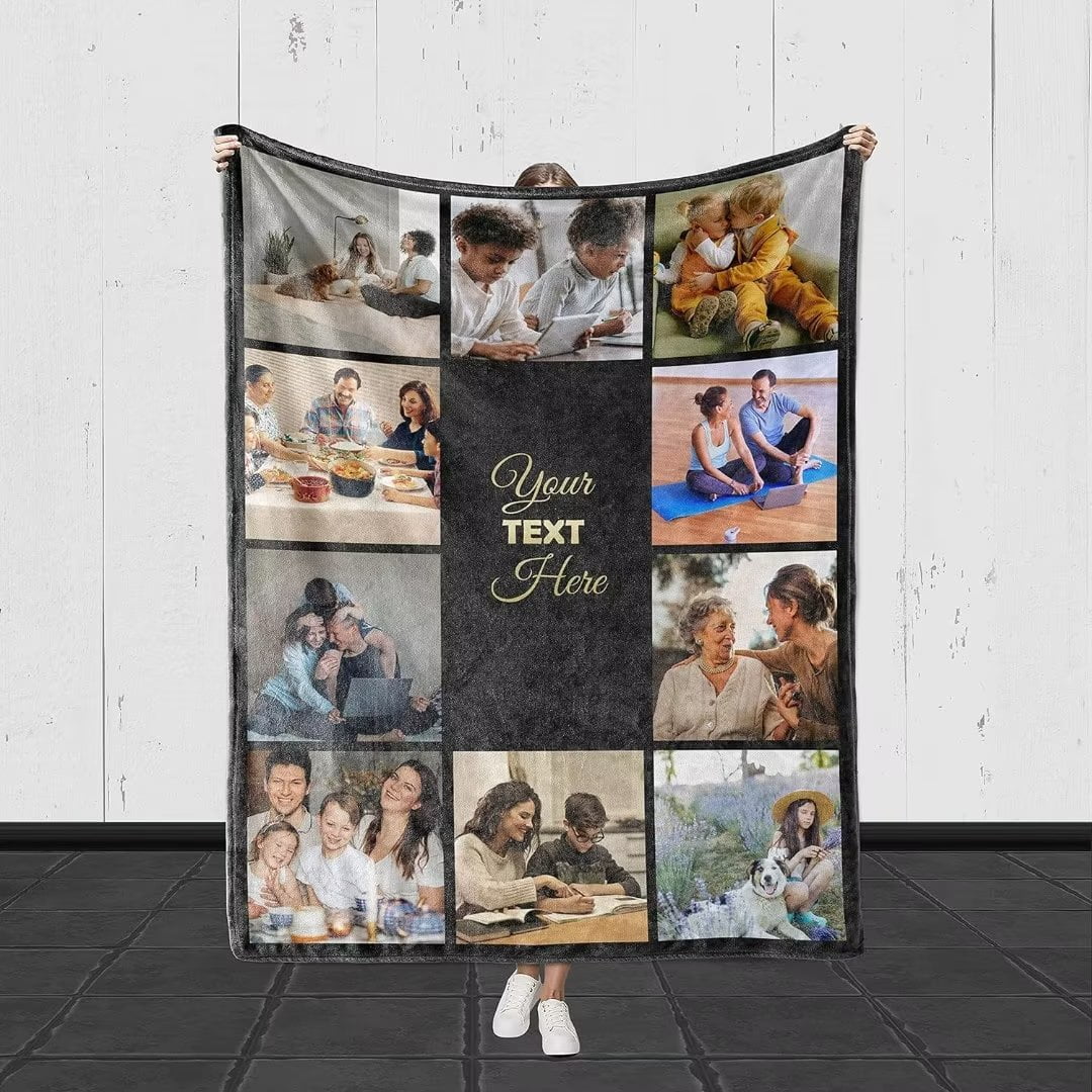 AISENIN Custom Blanket with Photo Text Collage Personalized 10 Photo ...