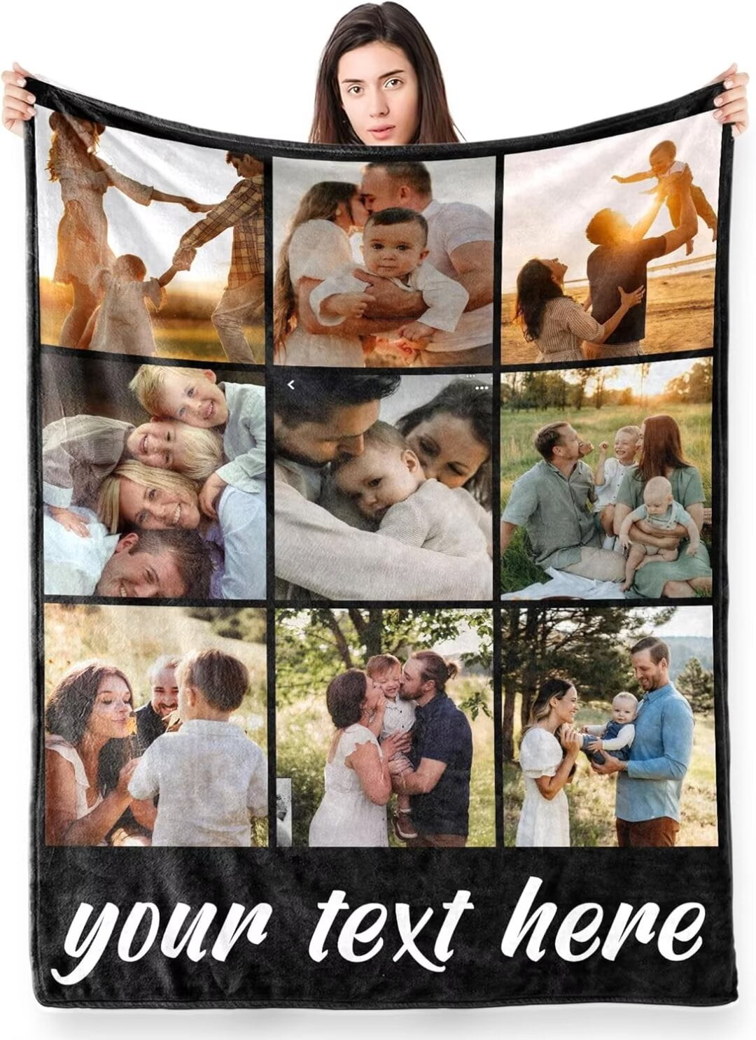AISENIN Custom Blanket with Picture, Photo Blanket Collage, Customised ...