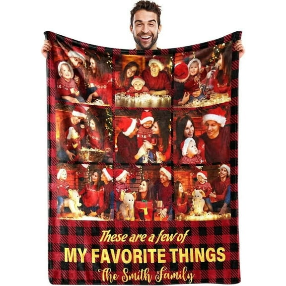 AISENIN Custom Blanket with Picture Text Customized Photo Blanket for ...